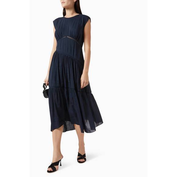 Frame Denim | Dresses | New Frame Gathered Seam Lace Inset Dress In ...